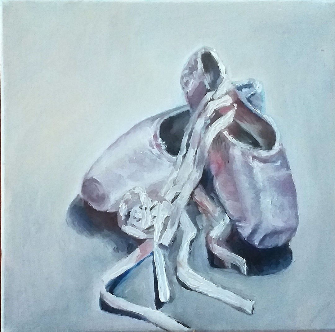 Ballet Shoes Oil Painting: Ballerina Original Art on Canvas (8x8 ...