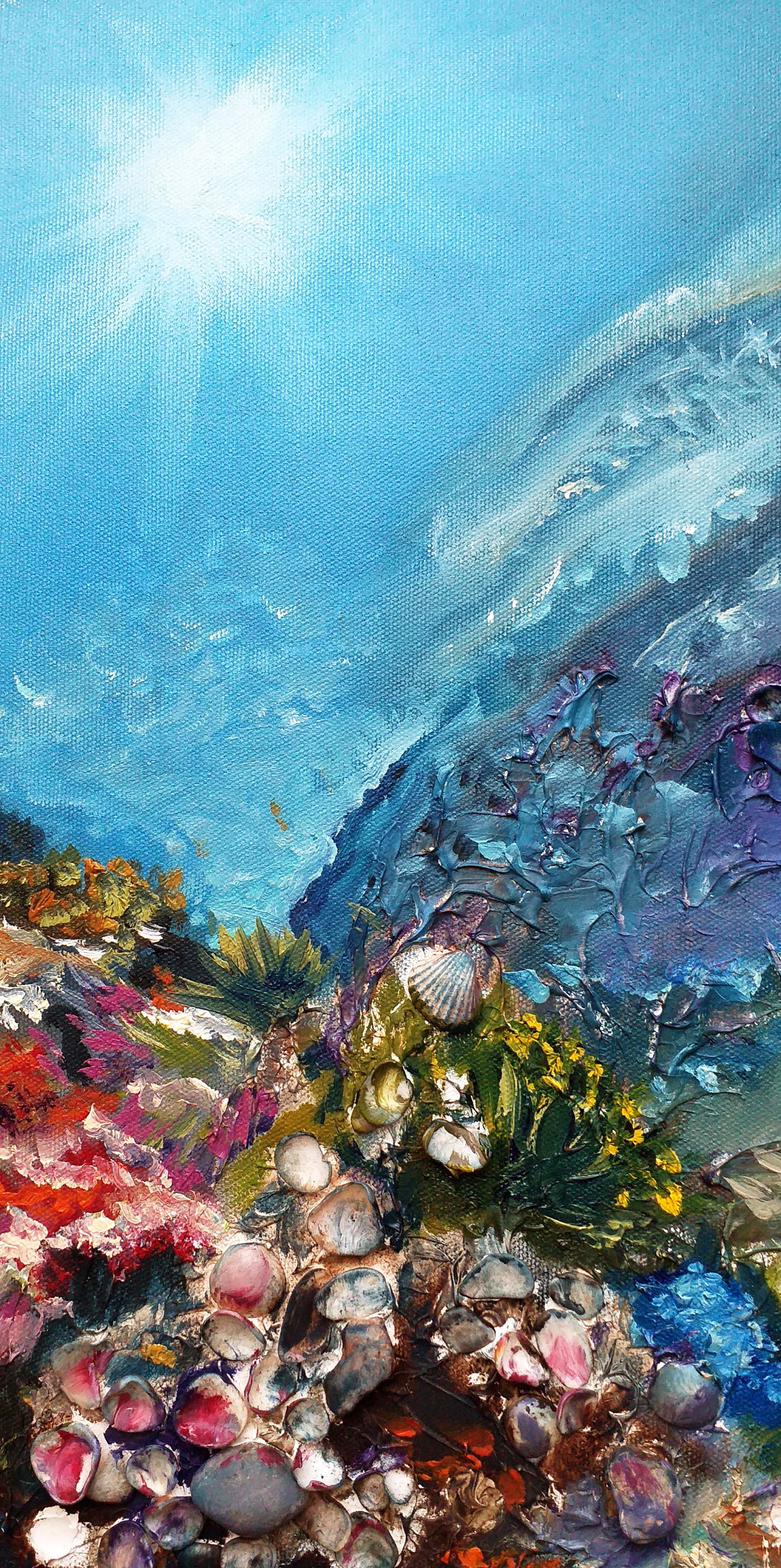 The World Under the Sea Painting Shell Stone Original Art 16 by 10 ...