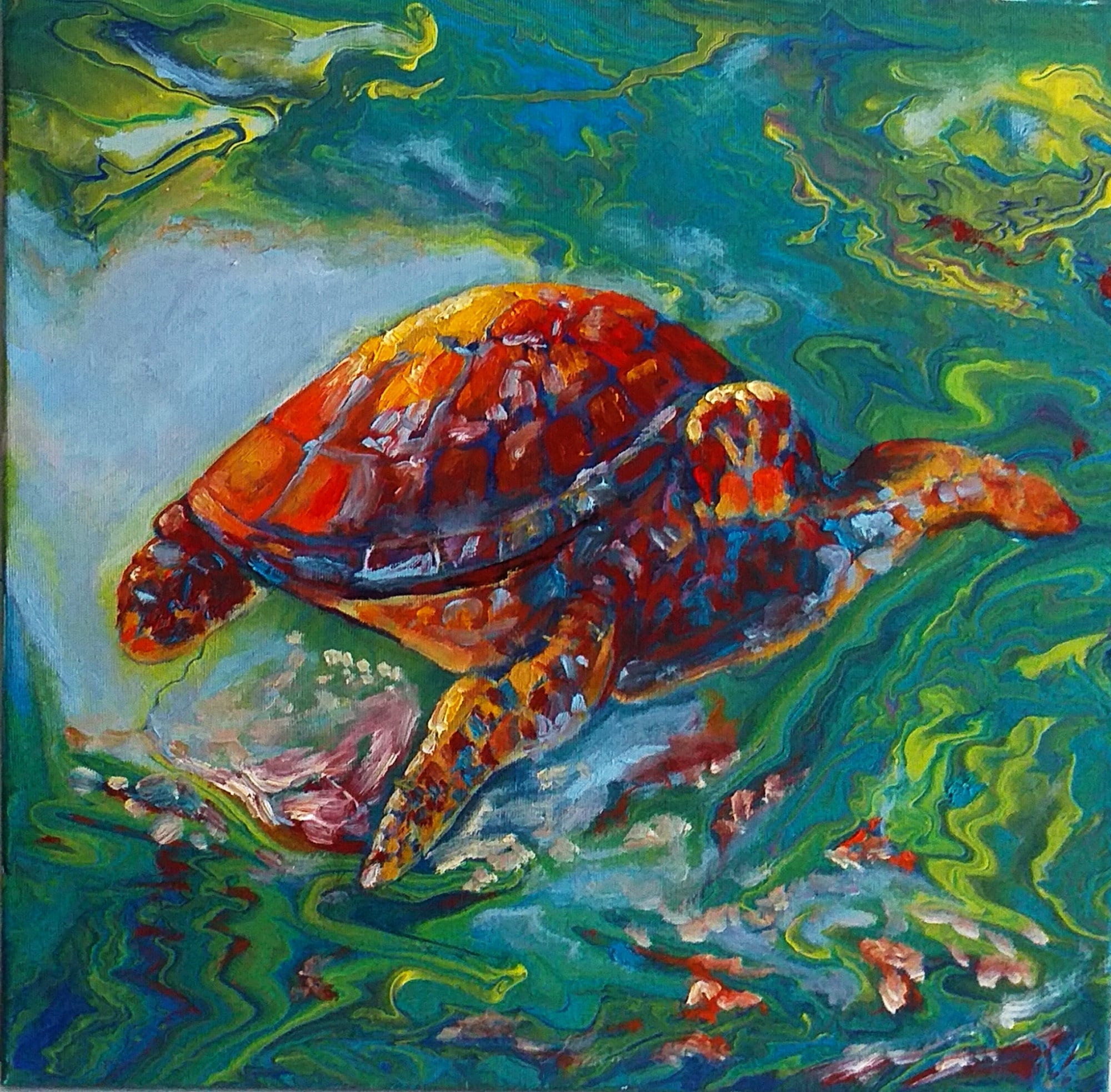Sea Turtle Painting Abstract