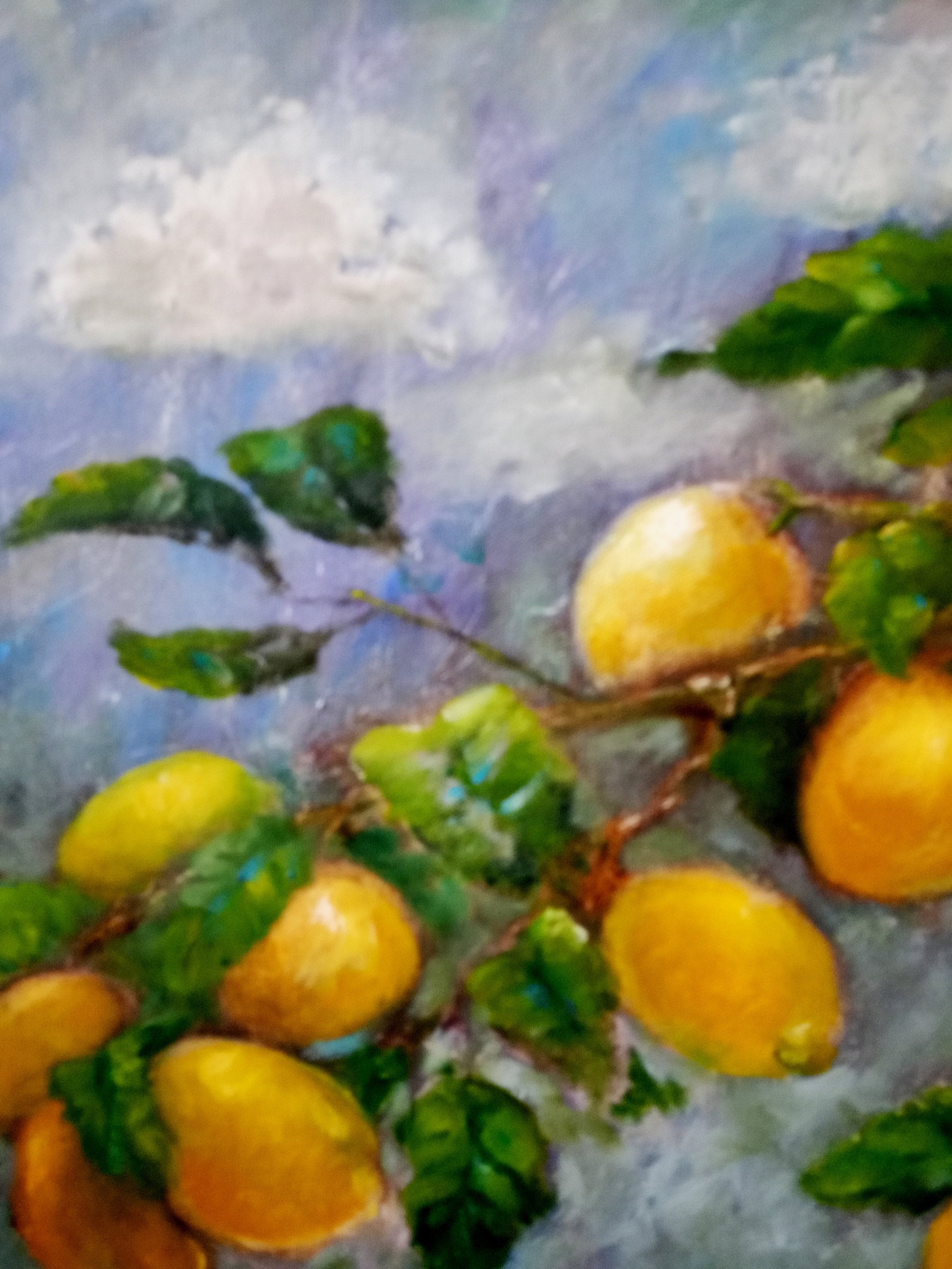 Lemon Tree Painting Fruit Original Art 16 by 24 Inches Oil Painting on ...