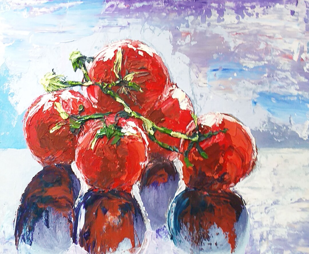 Tomato Painting Vegetable Original Art 6 by 7 Impasto Food Painting ...