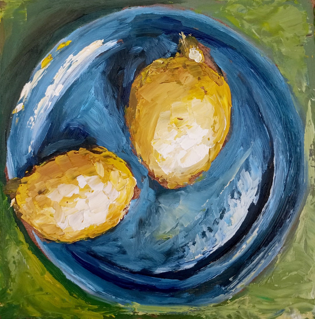 Lemons Impasto Oil Painting: Original Fruit Still Life Art (6x6 ...