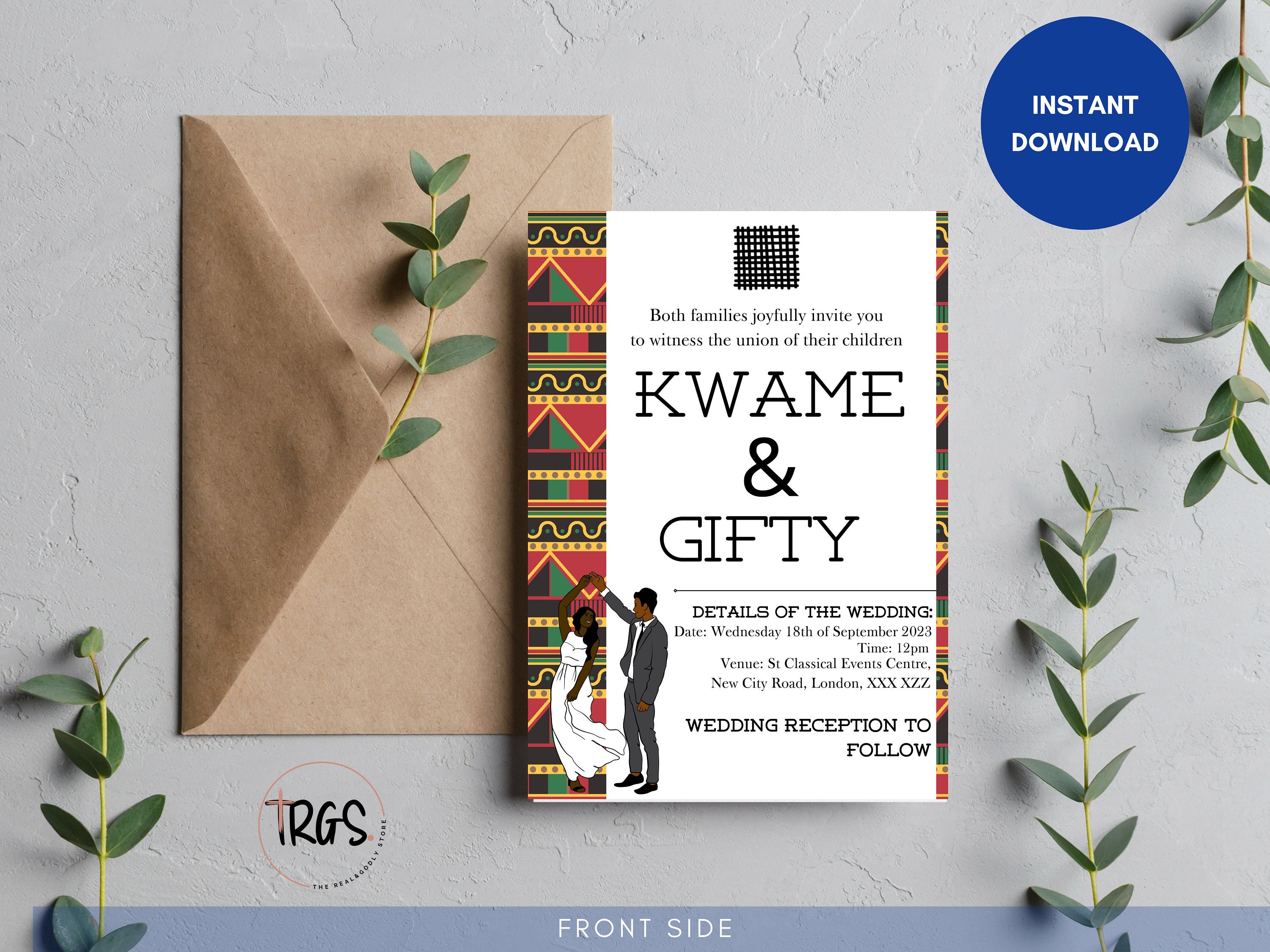African Kente Wedding Card | African Wedding Invitations | African ...