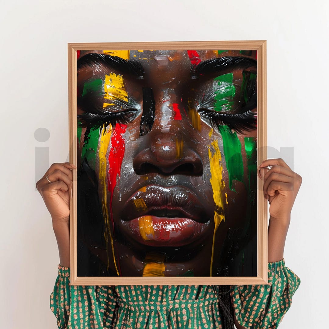 African Tribal Woman Art Print, Unique Ethnic Lady Artwork, Colorful ...