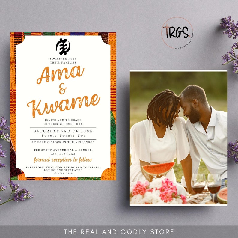 Canva Template Printable | Kente Wedding Invitation | African Wedding ...