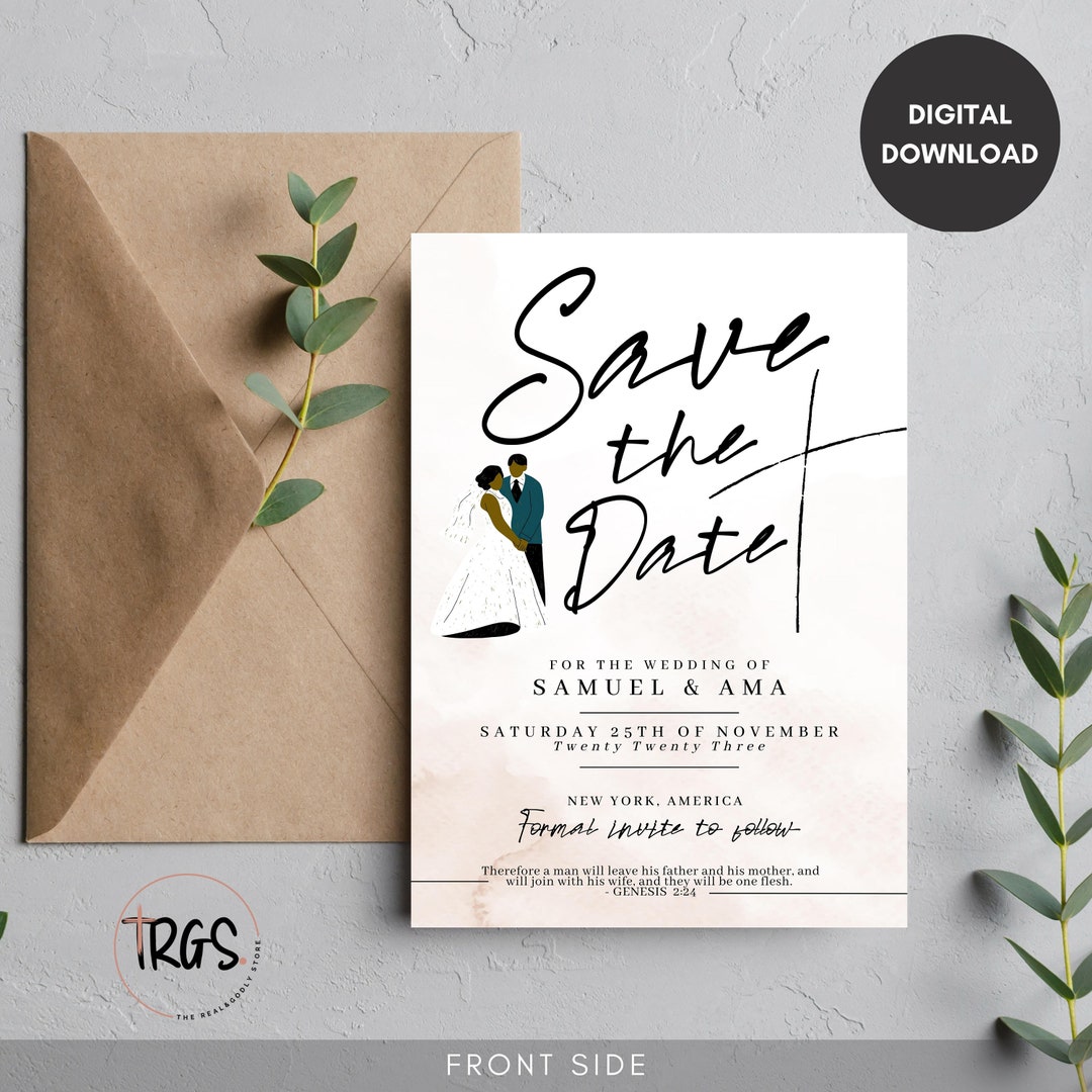 Christian Save the Date Card, Printable Save the Date Card, Canva ...