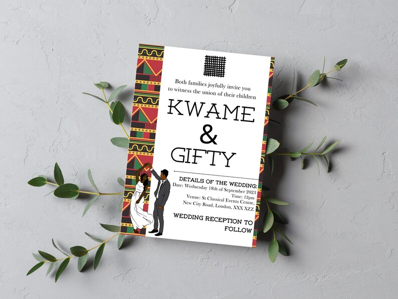 African Kente Wedding Card | African Wedding Invitations | African ...