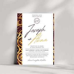 African Wedding Invitation Card for Engaged Couples, African Wedding ...