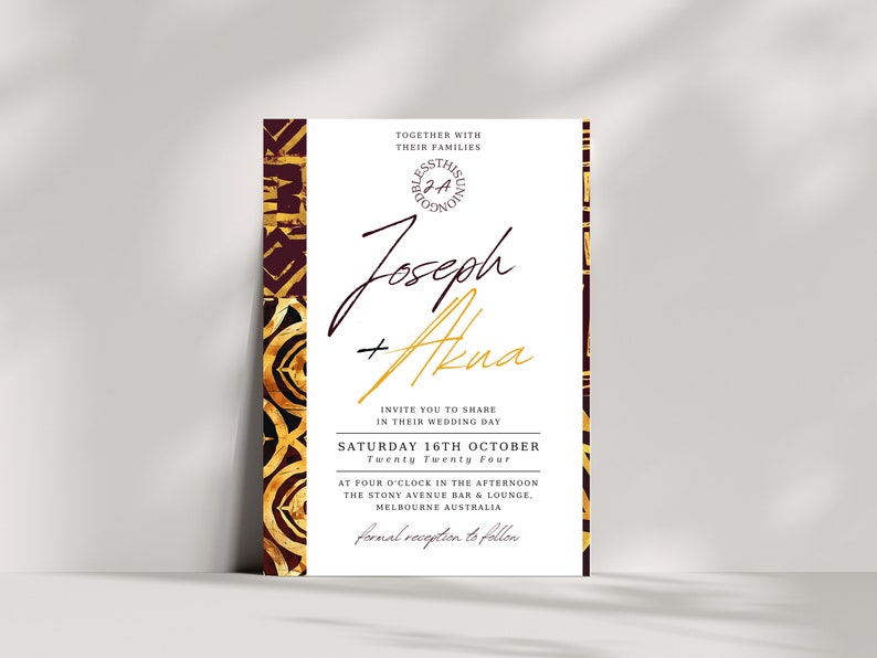 African Wedding Invitation Card for Engaged Couples, African Wedding ...