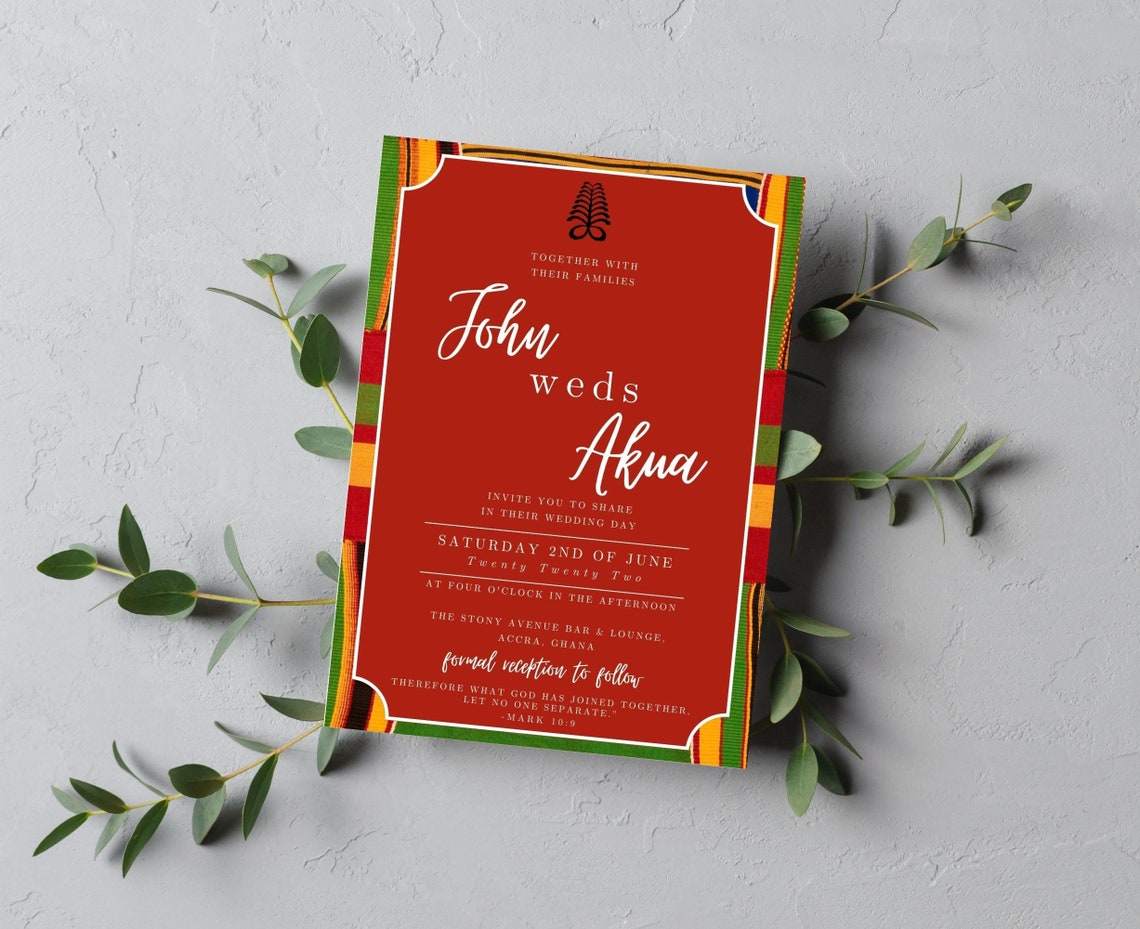 African Traditional Wedding Invitation | Program Timeline | Traditional ...