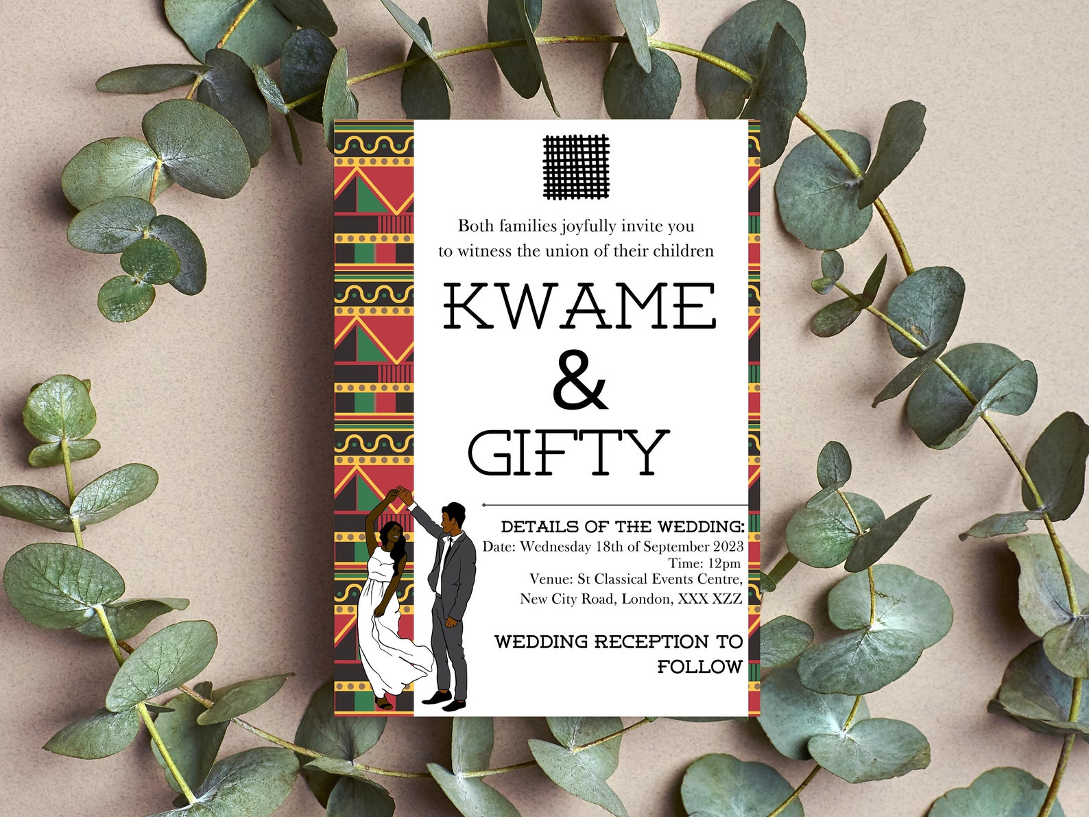 African Kente Wedding Card | African Wedding Invitations | African ...