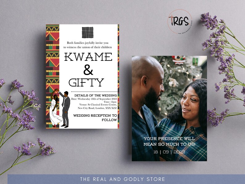 African Kente Wedding Card | African Wedding Invitations | African ...