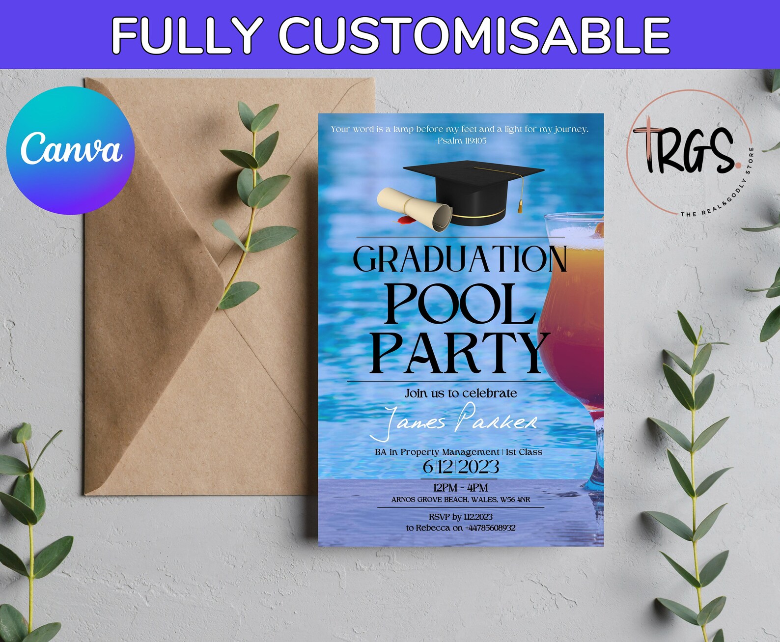 Graduation Pool Party Invitation | Birthday Pool Party Invitation ...