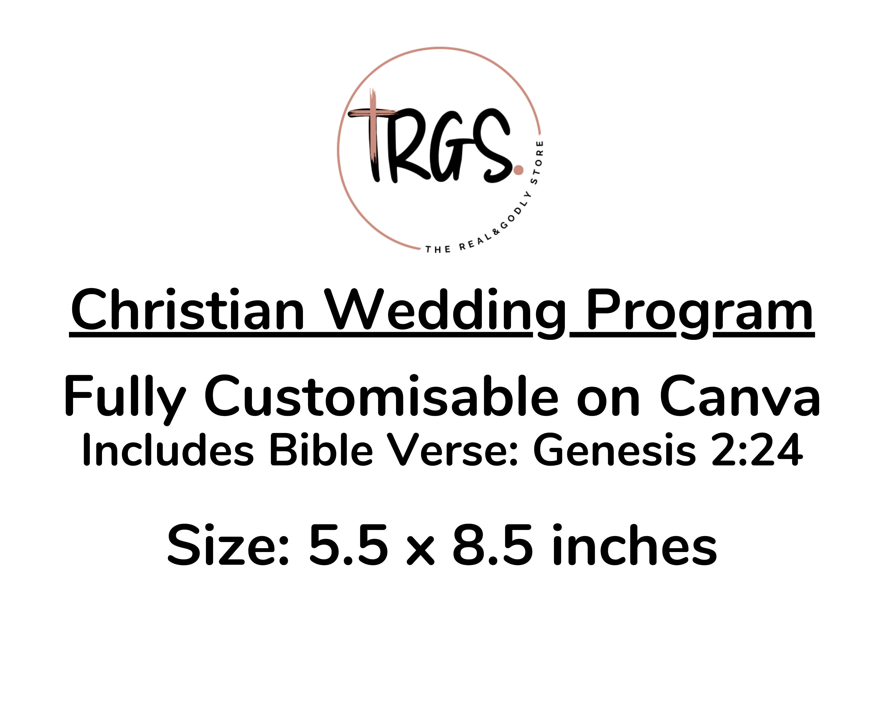 Christian Wedding Program Template | Church Wedding Program | Order of ...