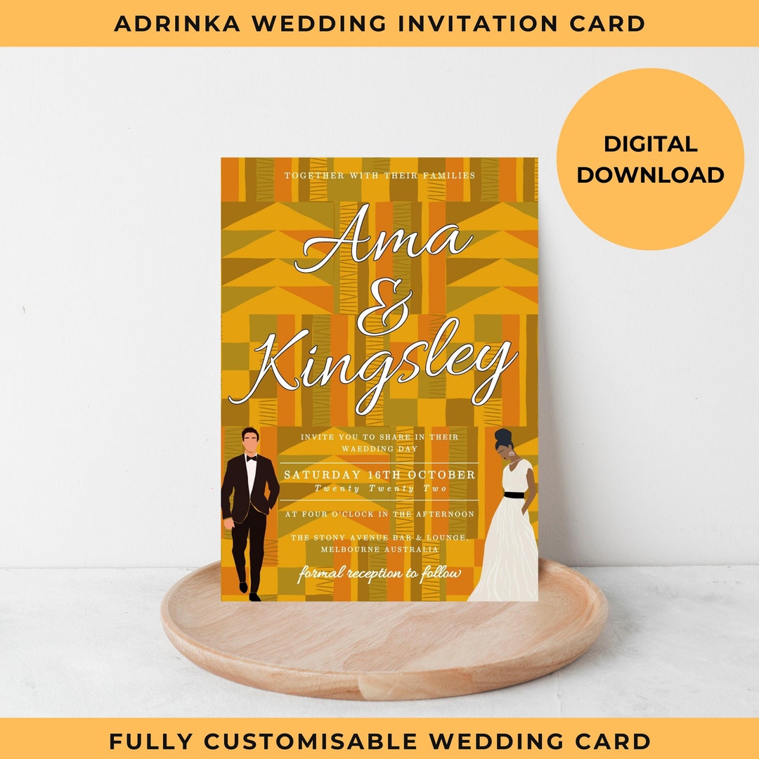 Kente Wedding Invitation | African Themed Party Cards | Kente From ...