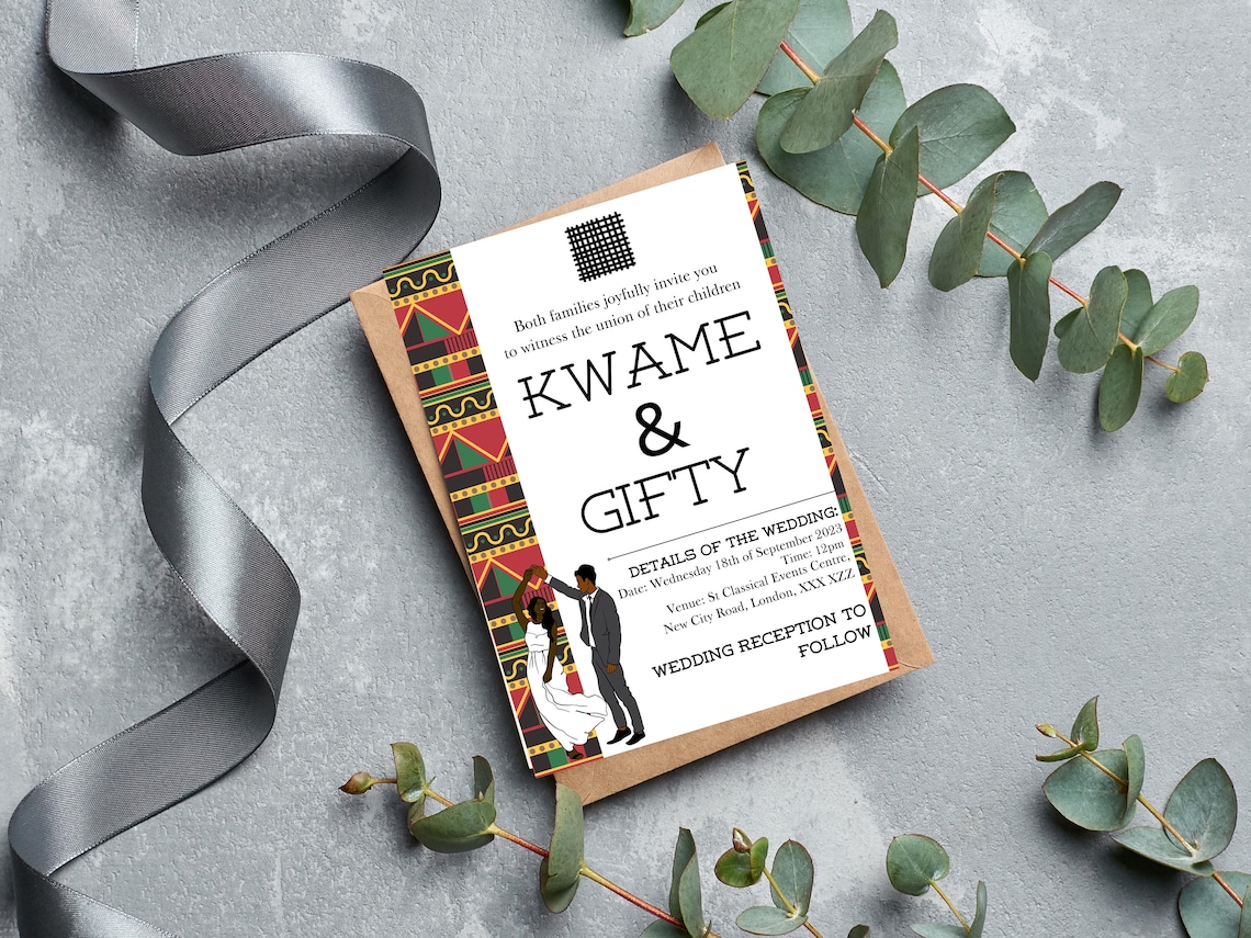 African Kente Wedding Card | African Wedding Invitations | African ...