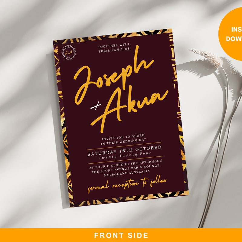 African Wedding Invitation Card - Etsy