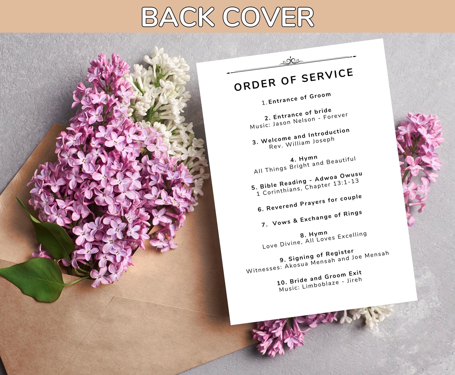 Printable Christian Wedding Program Wedding Mass Program Church Wedding ...