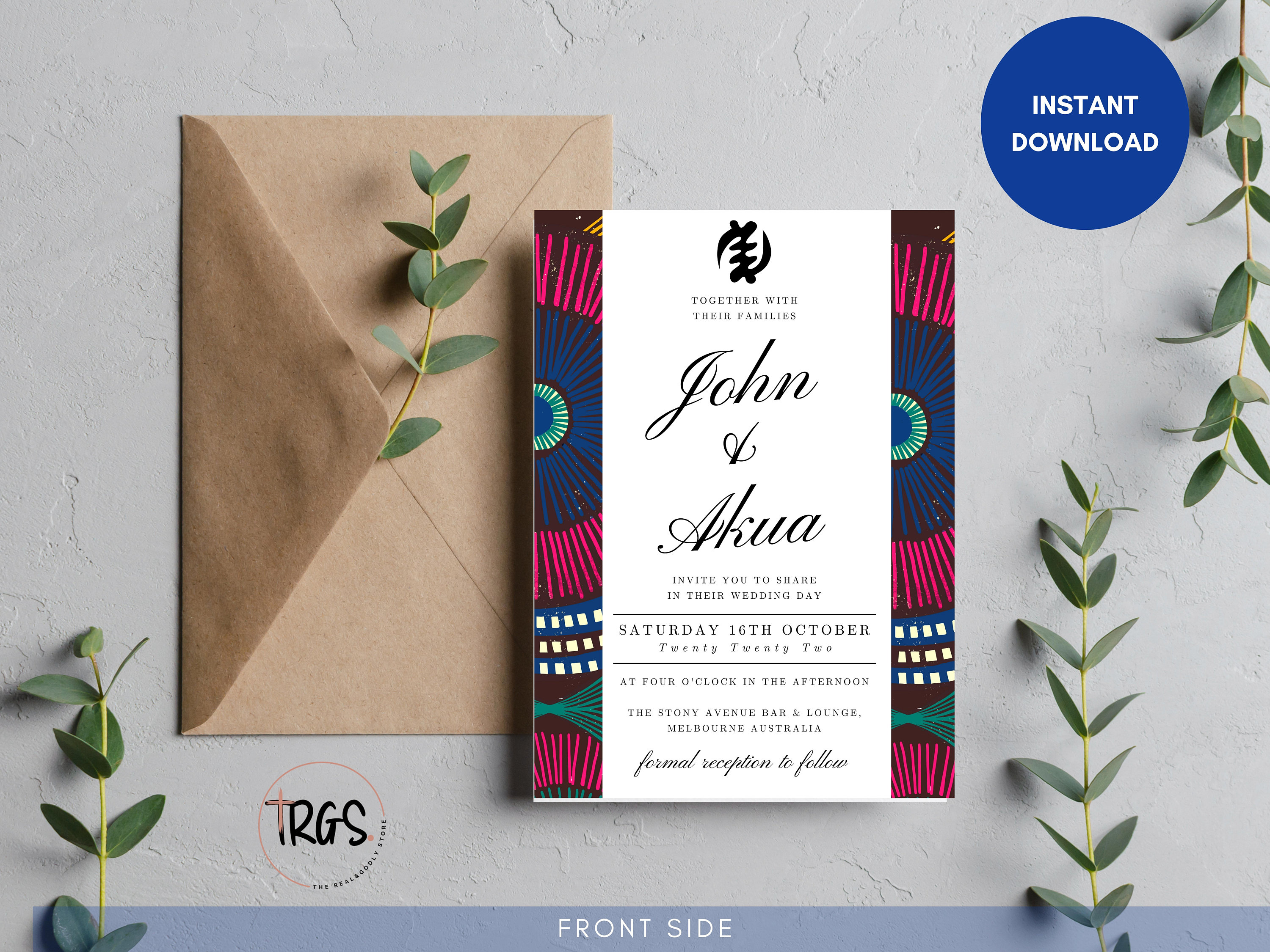 African Wedding Invitation, African Wedding Printable, African Style ...