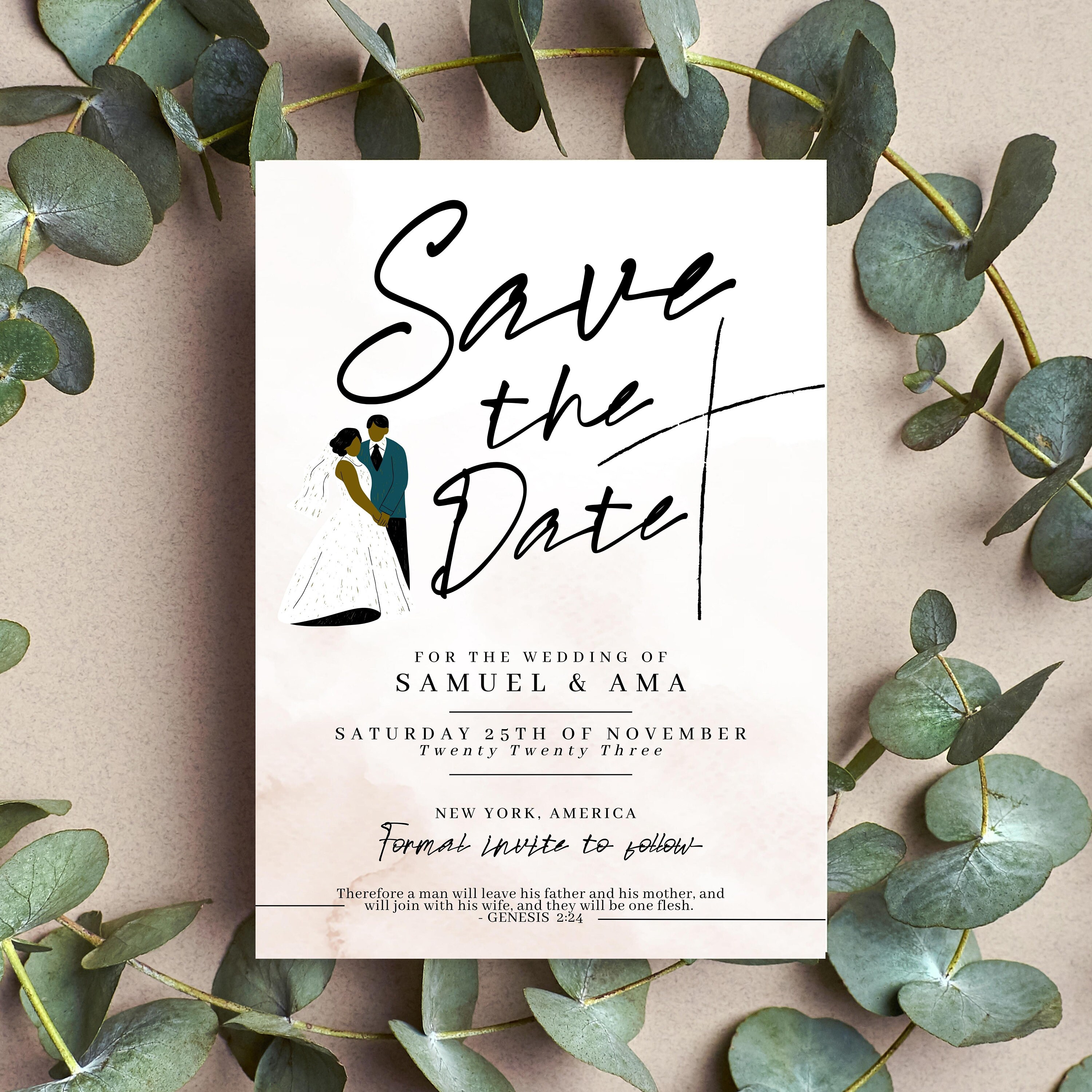 Christian Save the Date Card, Printable Save the Date Card, Canva ...