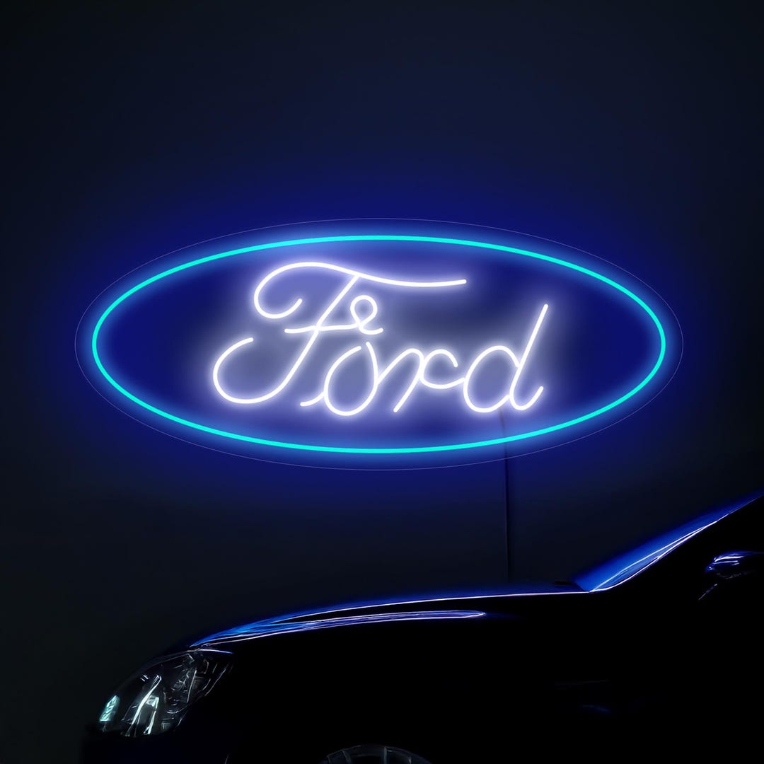 Ford Neon Sign, Ford Led Sign, Ford Logo Lighted, Car Logo Sign Decor ...