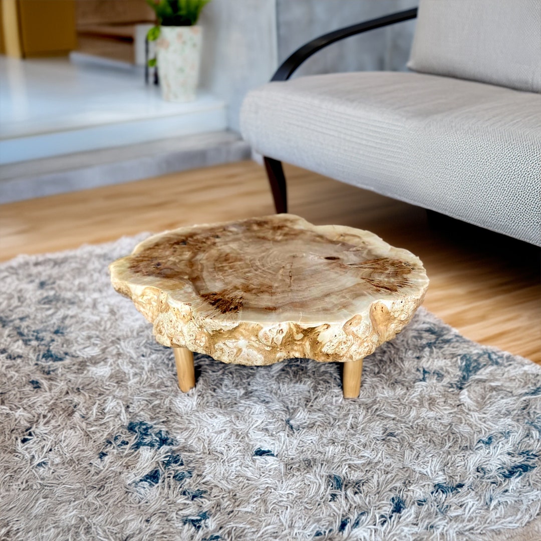SALE Coffee Table Wood Round, Modern Coffee Table Round, Slab Coffee ...