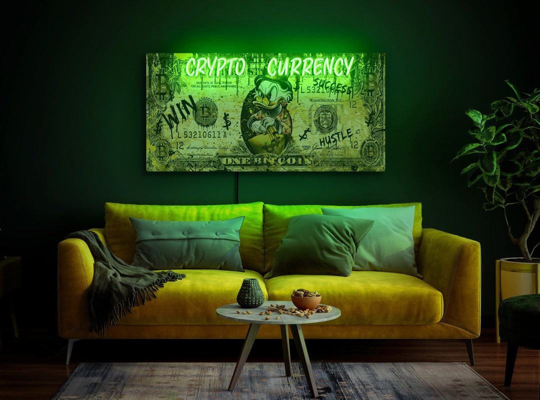 Crypto Currency Neon Sign, Money Neon Sign, Scrooge Mcduck Neon, Dollar ...