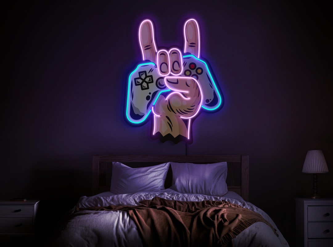 Game Controller Neon Sign, Gamepad Led Sign, Gamer Neon Sign, Game Room ...