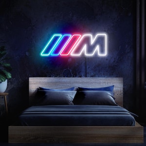 M Logo Neon Sign, M Logo Car Decor, Car Logo Neon Sign, Garage Neon ...
