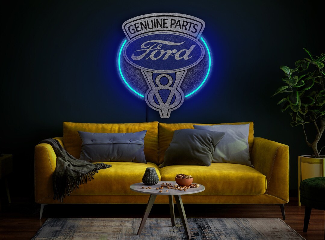 Ford Neon Sign, Ford V8 Led Sign, Ford Logo, Garage Neon Sign, Ford V8 ...