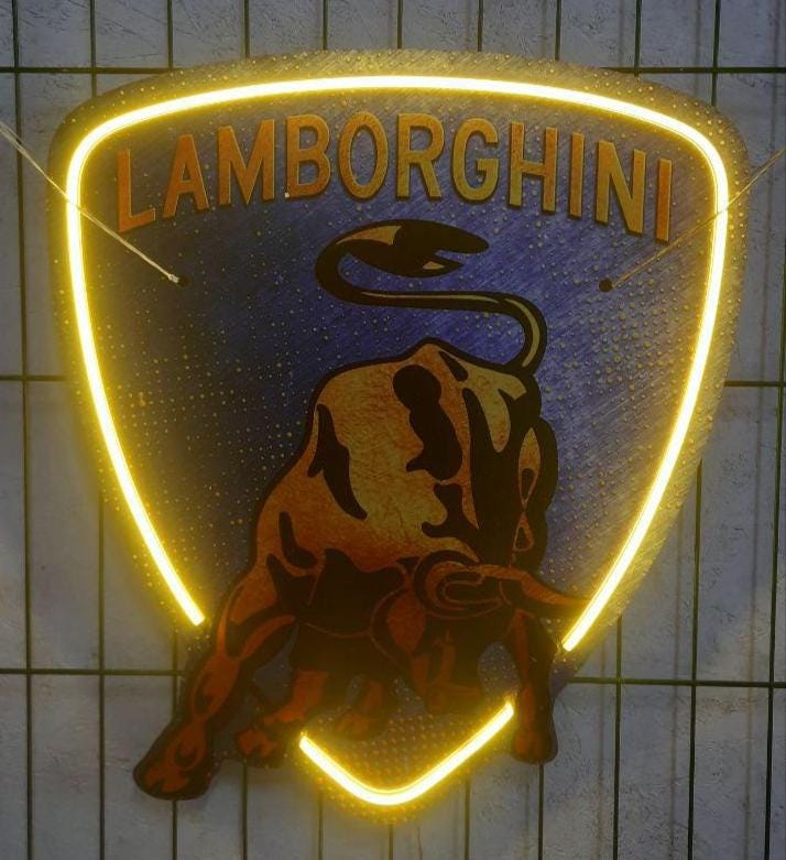 Lamborghini Neon Sign, Lamborghini Logo Wall Art, Lamborghini Lover ...