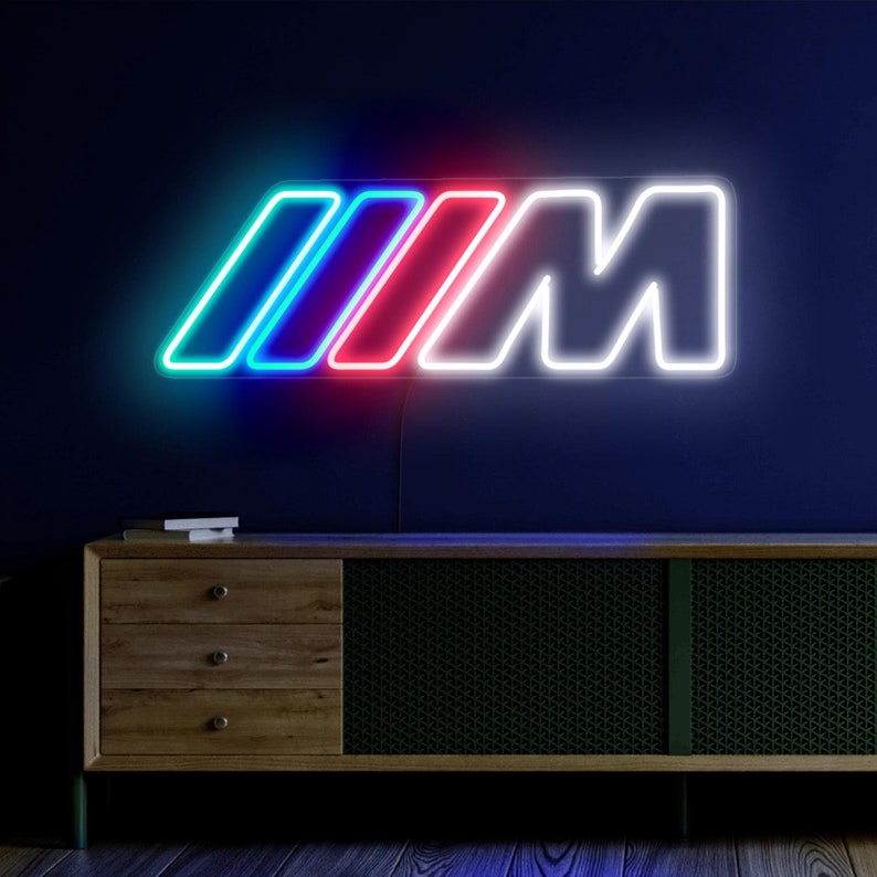 M Logo Neon Sign, M Logo Car Decor, Car Logo Neon Sign, Garage Neon ...