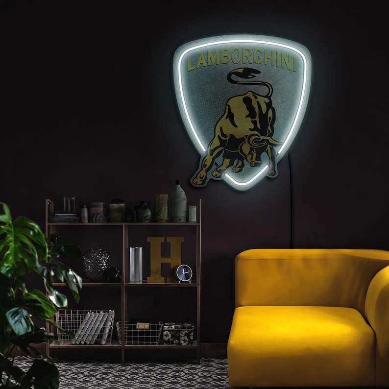 Lamborghini Neon Sign, Lamborghini Logo Wall Art, Lamborghini Lover ...