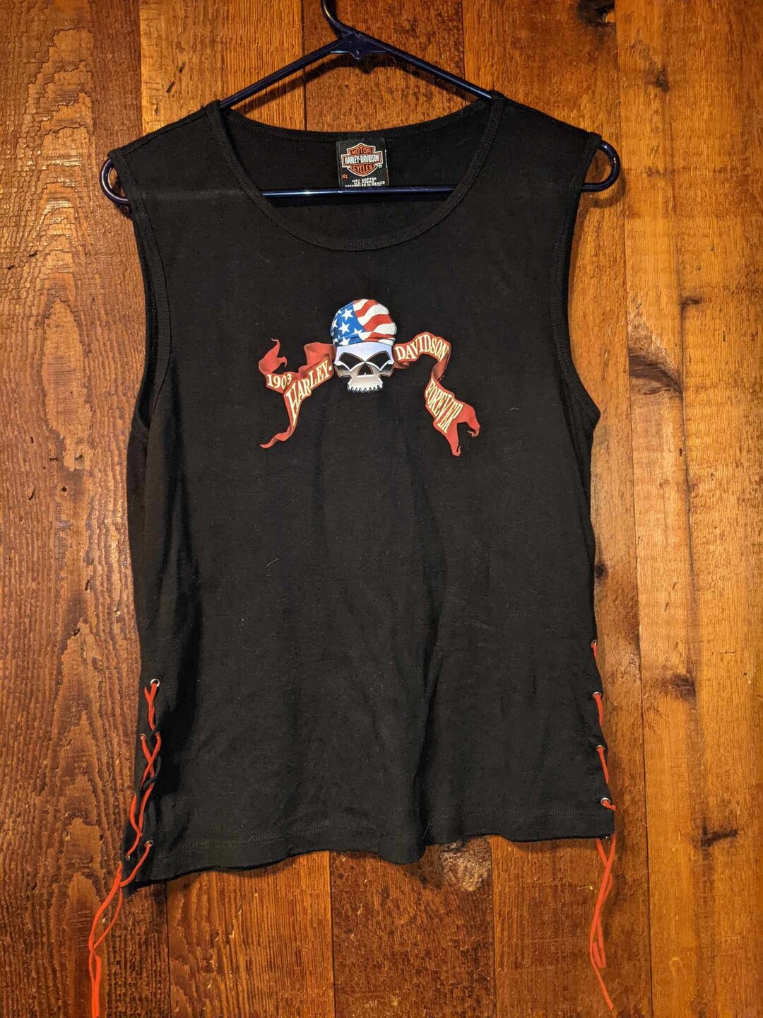 Y2k Harley American Skull Red Lace Corset Seam Vintage Tank Top - Etsy