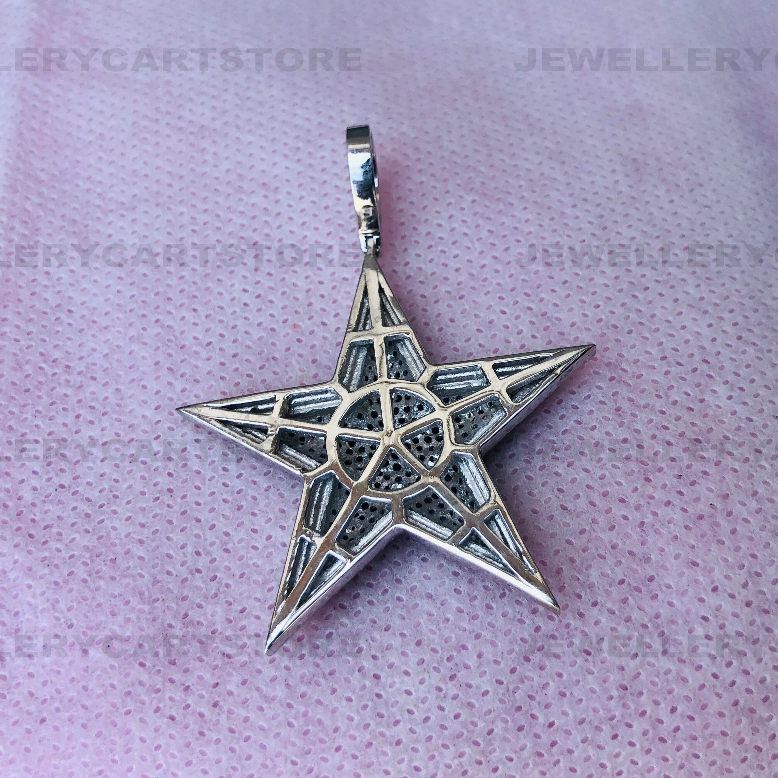 Big Star Shape Pendant Blue Diamond Pendant White Diamond - Etsy UK