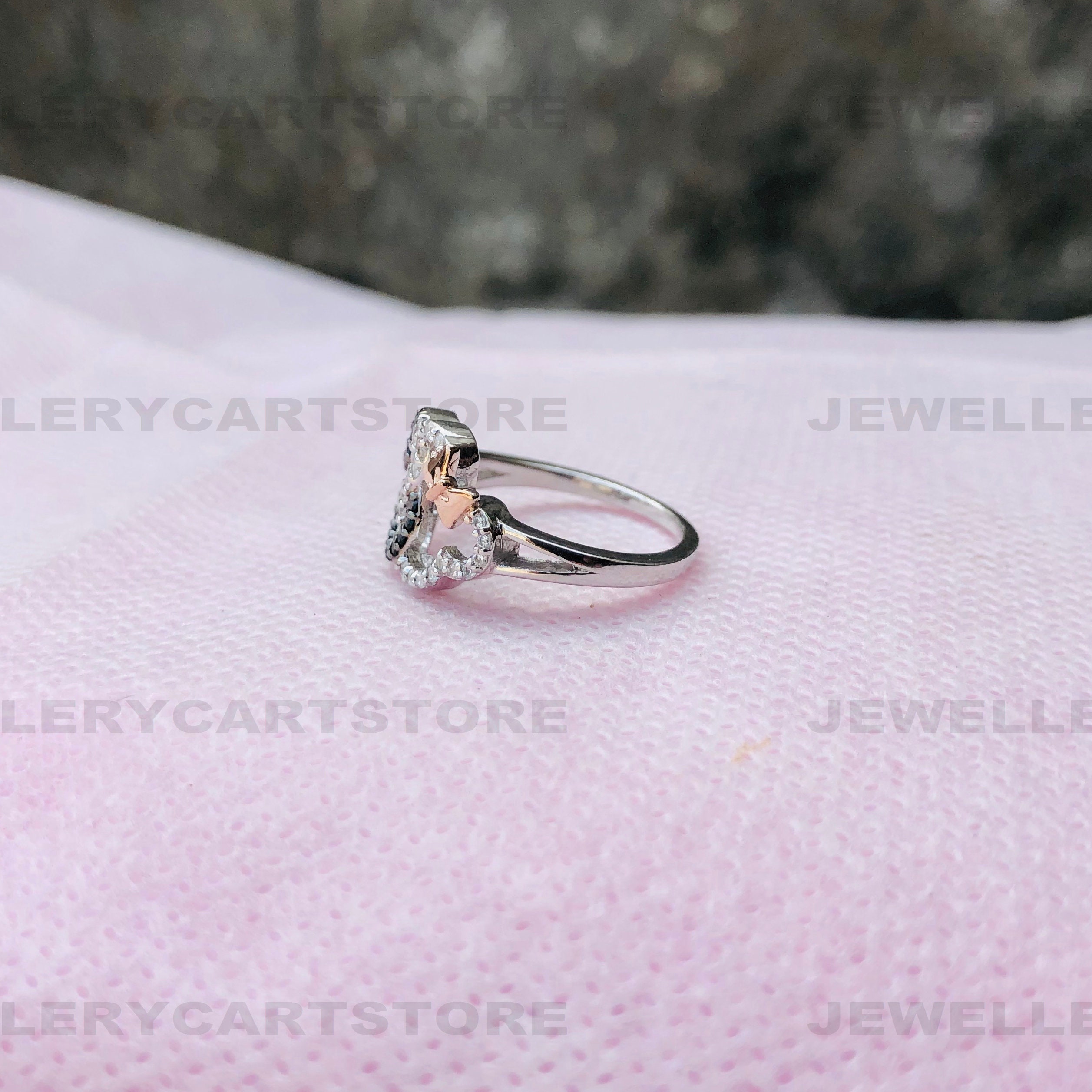 Interlocking Mickey and Minnie Mouse Ring, Sterling Silver Ring, Lab ...