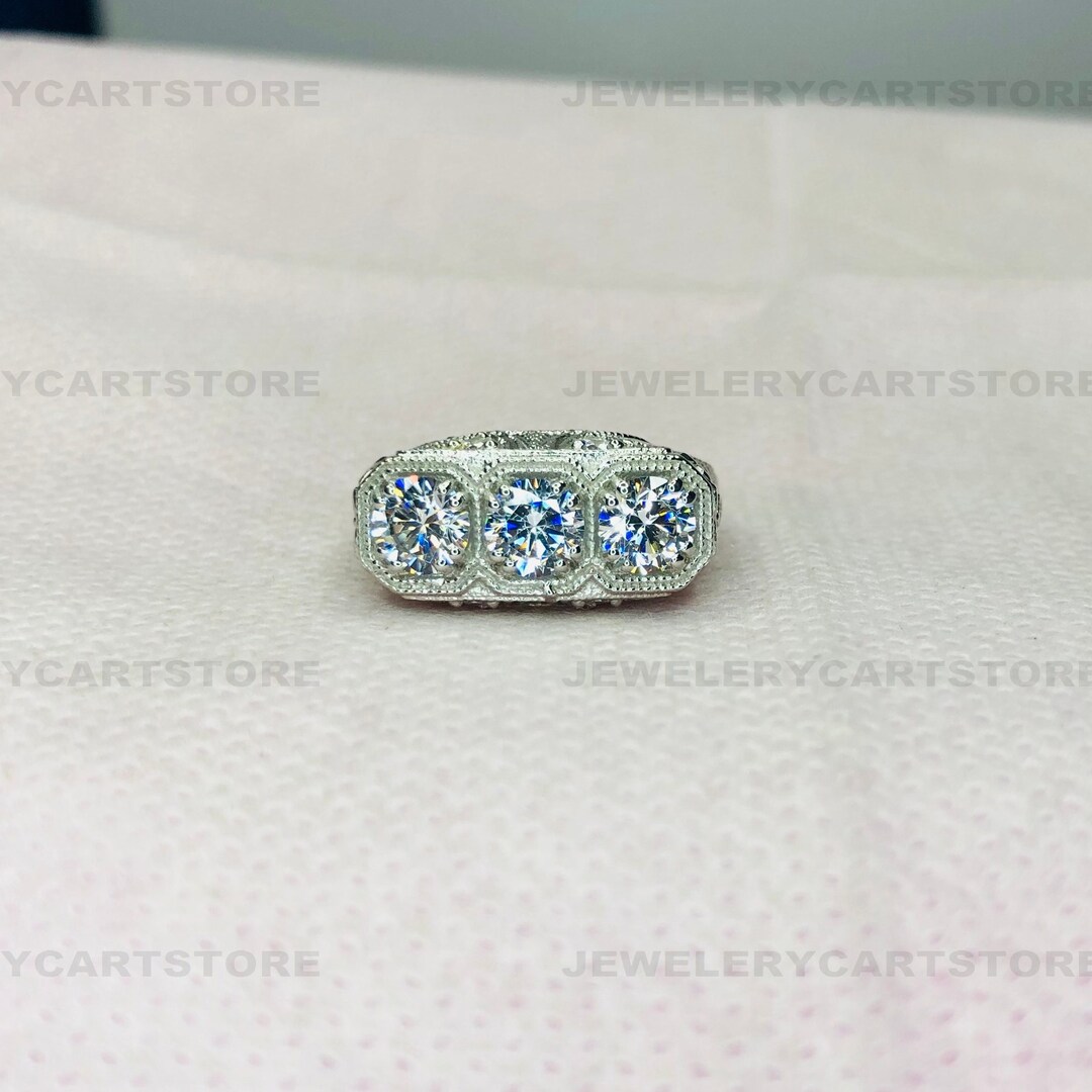 Art Deco Ring, 935 Silver Ring, Retro Wedding Ring, Antique Ring, White ...