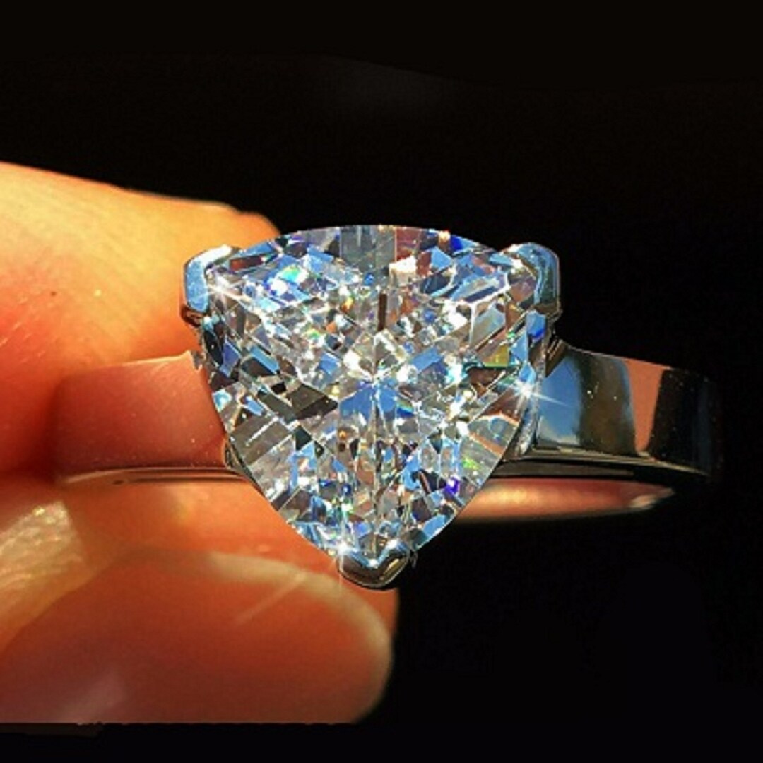 Fancy Triangle Shape Ring, Solid 925 Sterling Silver Ring, Engagement ...