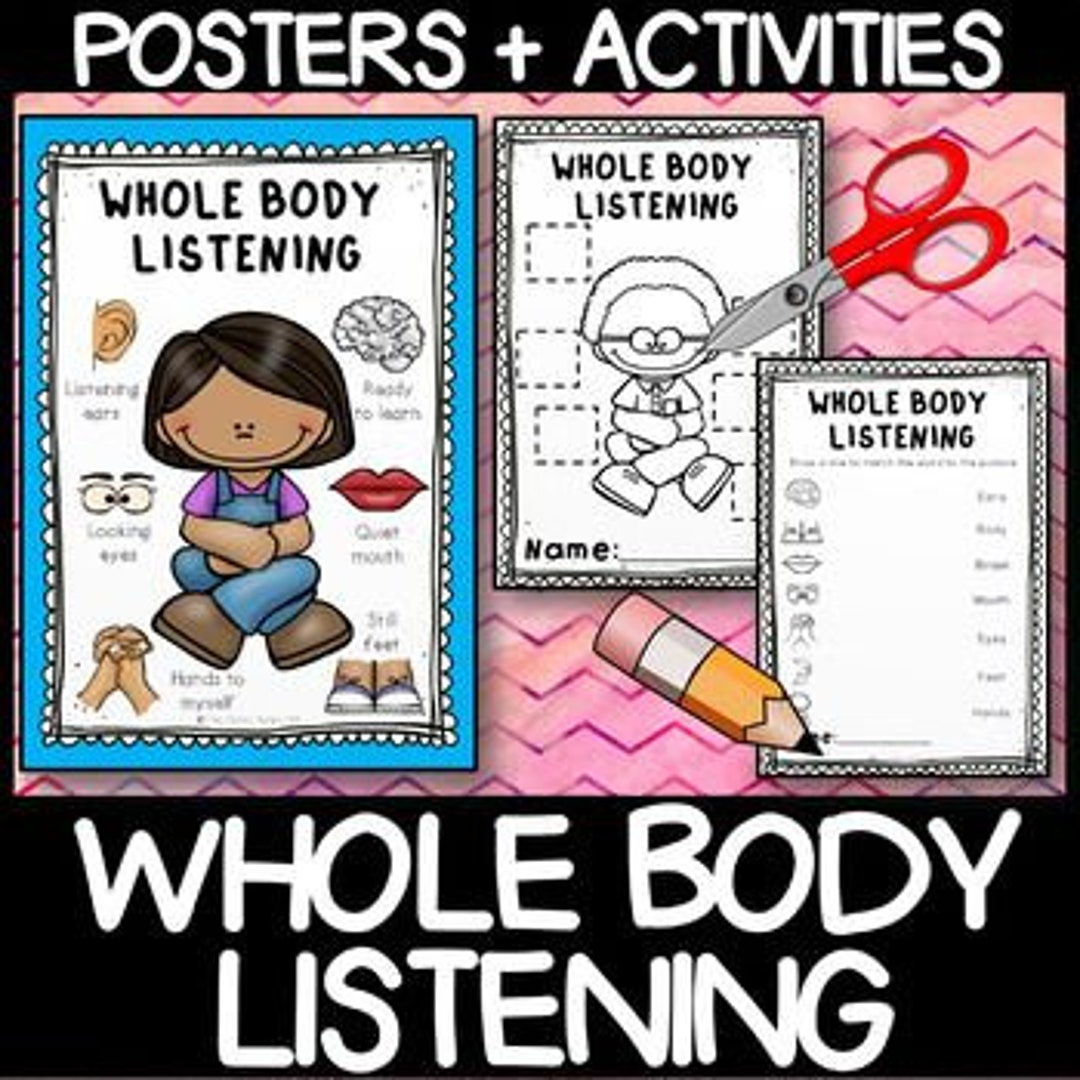 Whole Body Listening Activities, Worksheets and Posters - Etsy