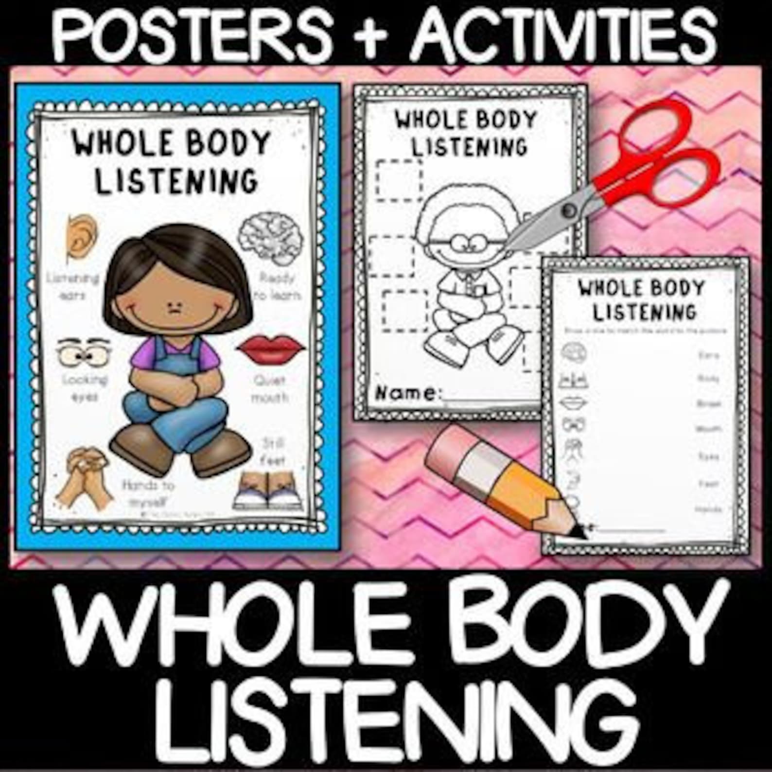 Whole Body Listening Activities, Worksheets and Posters - Etsy