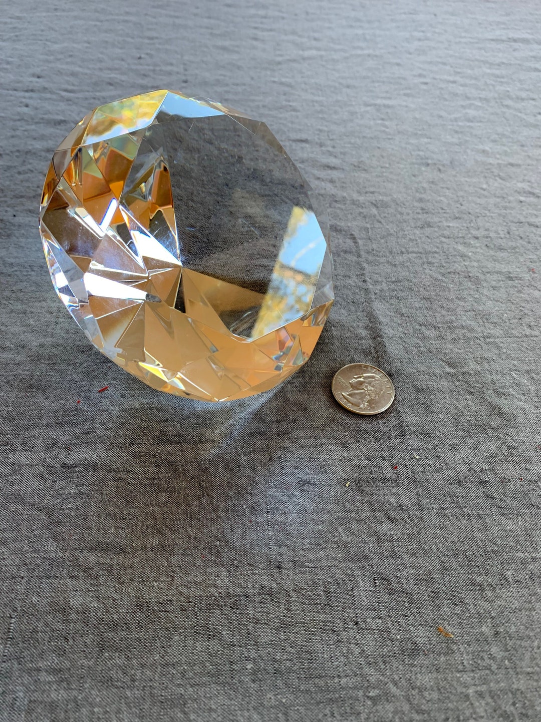 Crystal Gem Cut Paperweight - Large 4.5" Diameter - Etsy