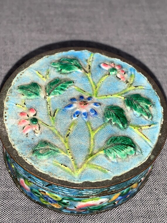 Antique Chinese Enameled Copper Powder Box - Etsy