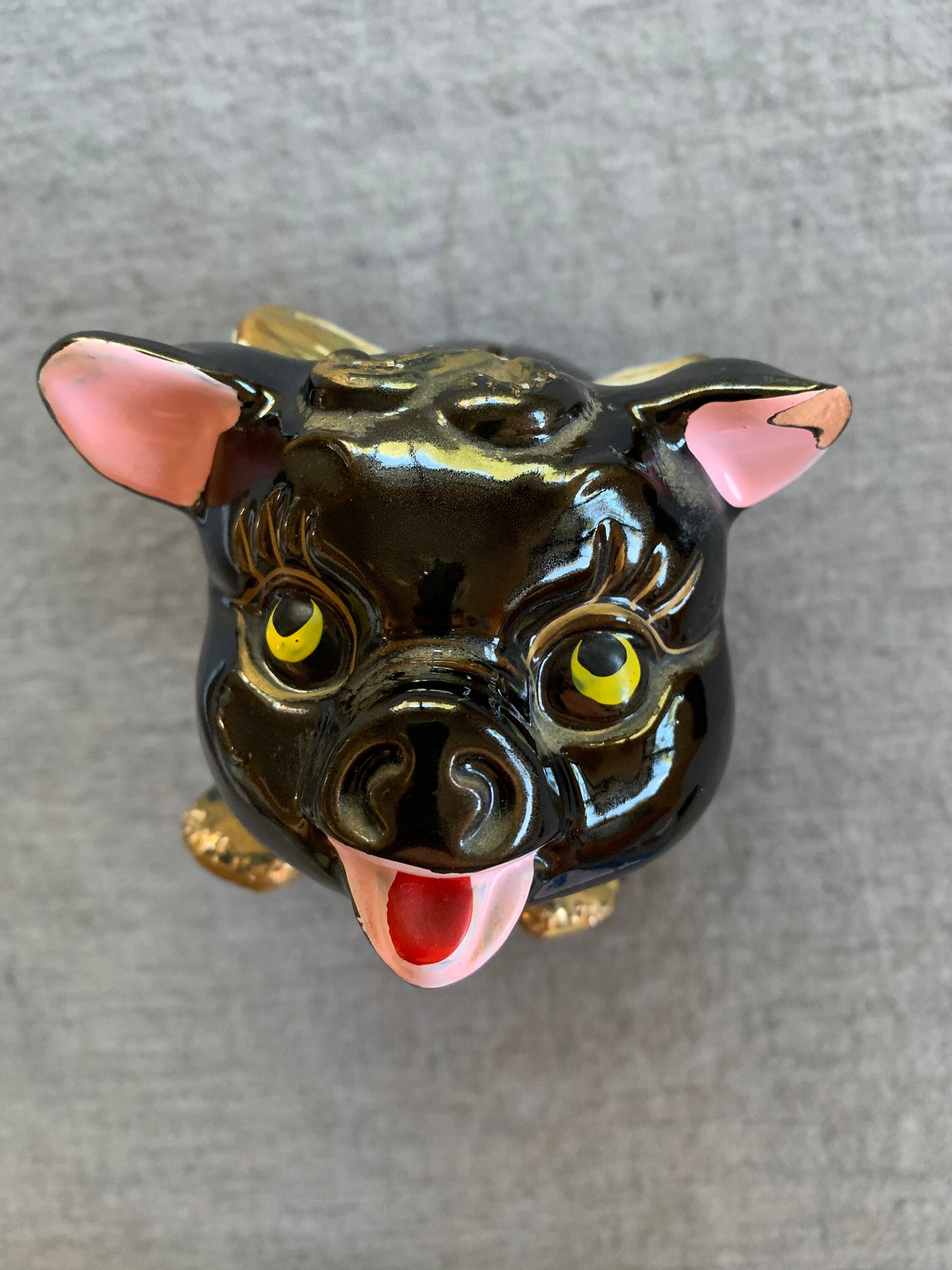Black Ceramic Piggy Bank 1930s - Etsy