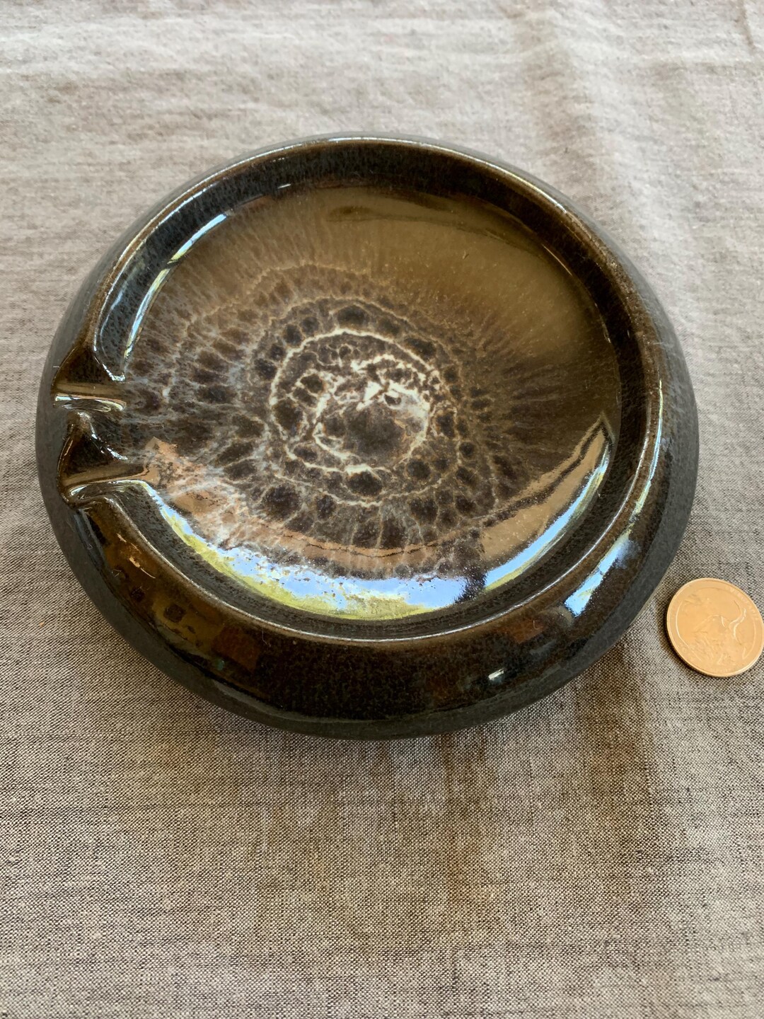 1950s Black Atomic Pottery Ashtray - Etsy