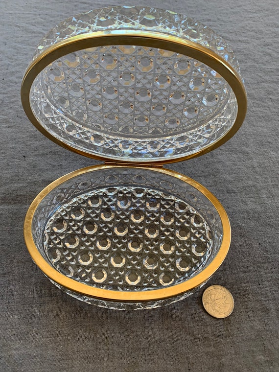 Crystal Jewelry Casket with Brass Trim - Gem