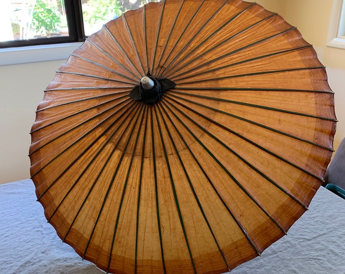 Large Amber Asian Paper Umbrella Like-new - Etsy