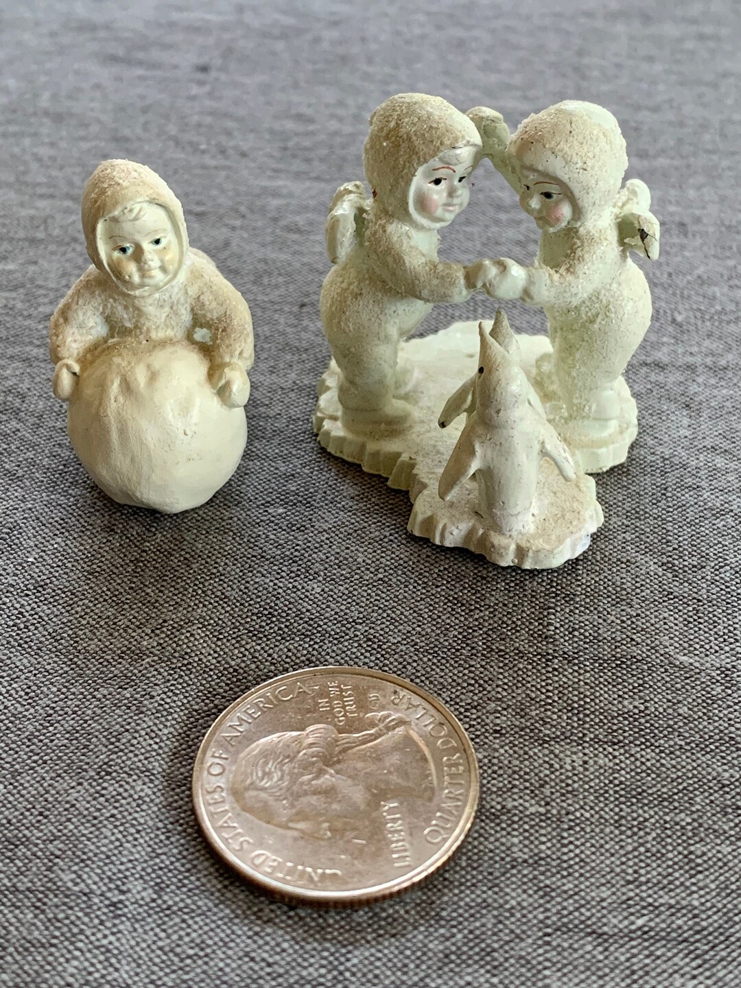 Pair Snowbabies Figurines "snowball" and "playing With Penguins" Metal ...