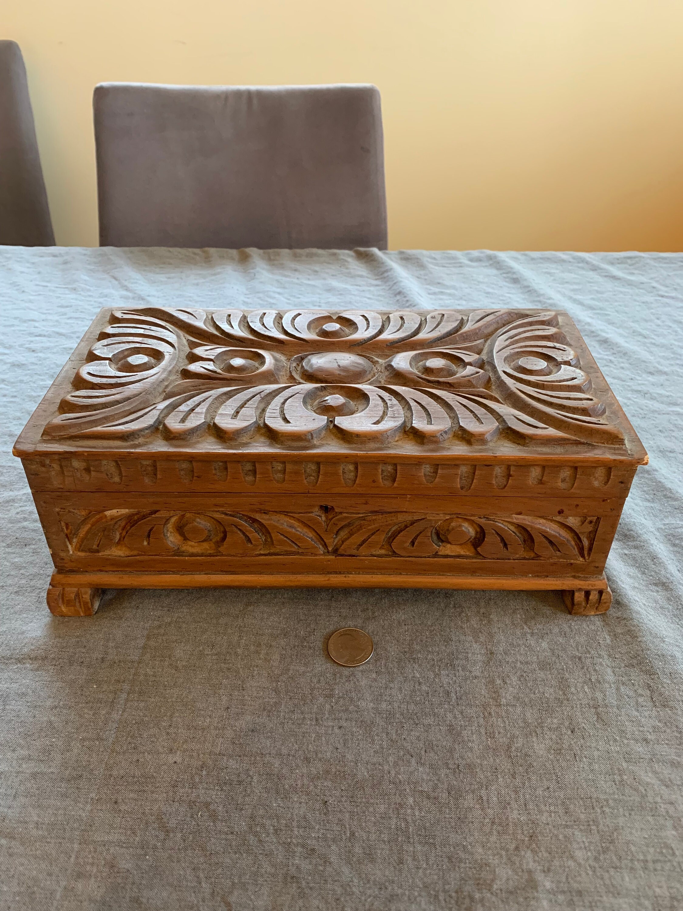 Vintage Carved Wood Box - Etsy