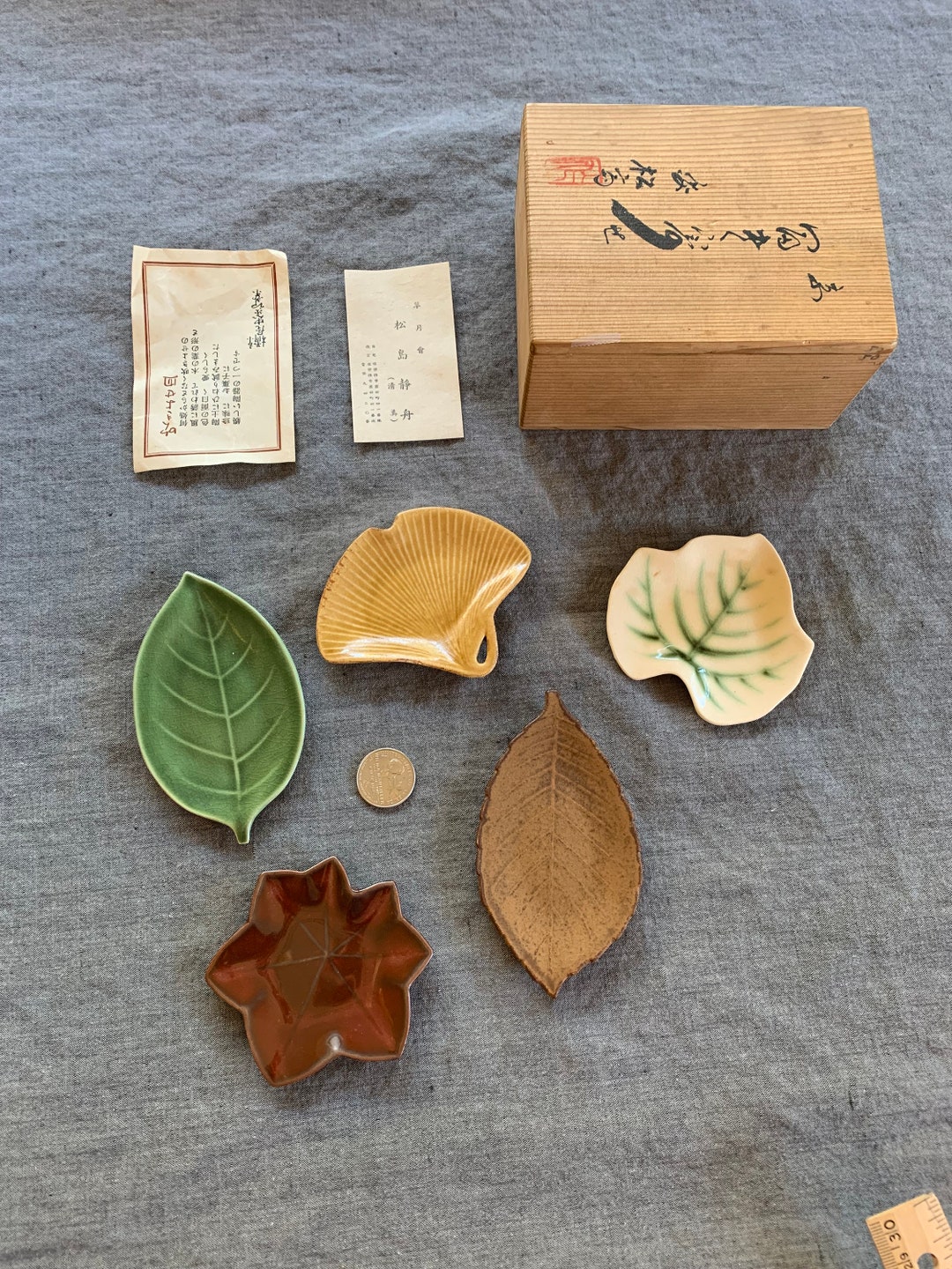 Tachiyoshi Konoha Fukiyose Small Plates in Wood Box - Etsy