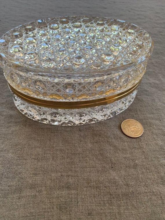 Crystal Jewelry Casket with Brass Trim - Gem